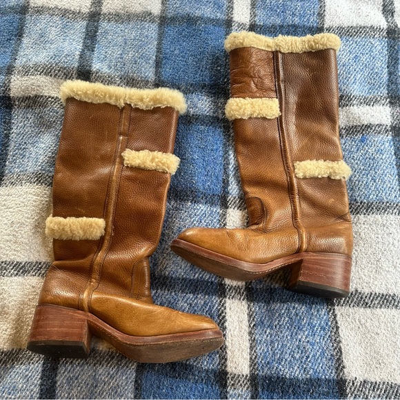 Frye | Shoes | Frye Campus Shearling Tall Leather Boots Size 75 | Poshmark
